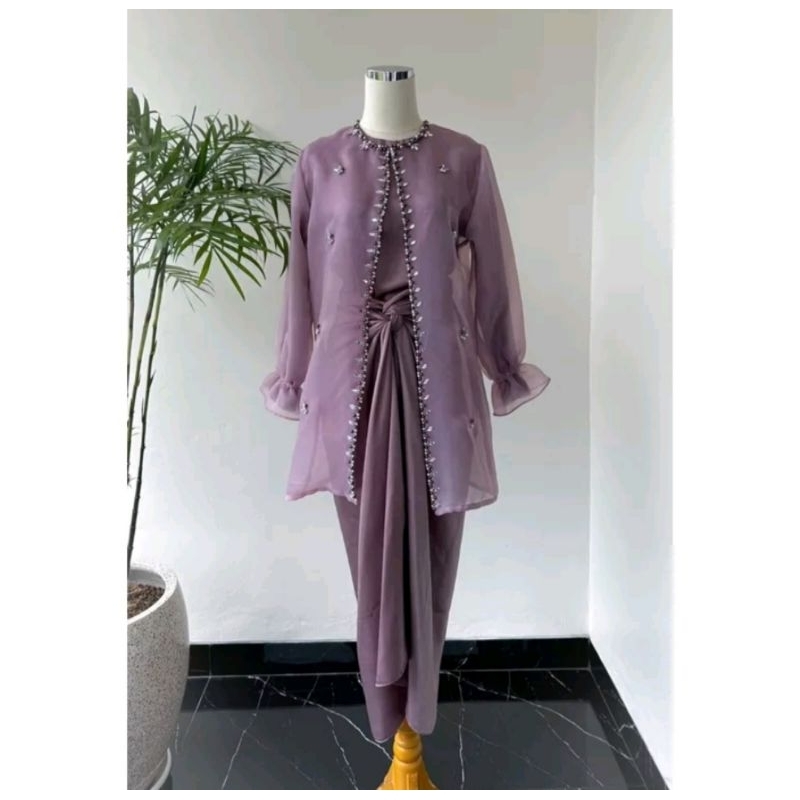 Jual RANA ONE SET KAFTAN dan OUTER ORGANZA MEWAH/ Kaftan ikat Outer ...