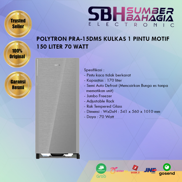 Jual POLYTRON PRA-15DMS KULKAS 1 PINTU MOTIF 150 LITER 70 WATT (NEW ...
