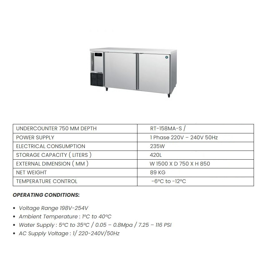 Jual Hoshizaki RT-158MA-S Undercounter Chiller 2 Pintu Lebar 75 Cm Japan - Under Counter Chiller ...