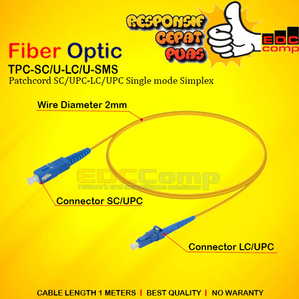 Jual Patch Cord Fiber Optic SC-LC Single Mode 1 Meter Simplex | Shopee ...