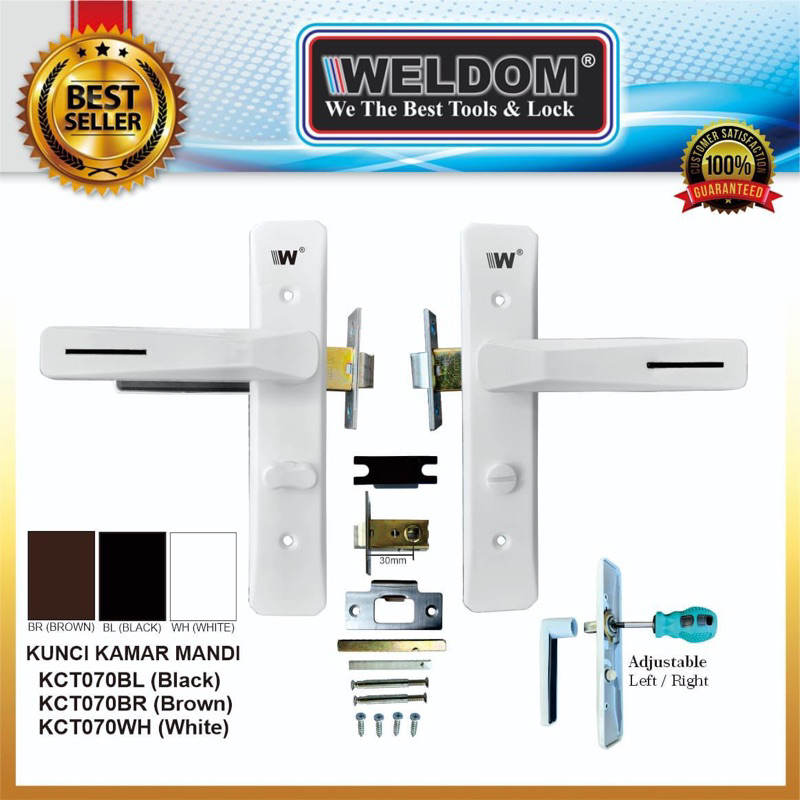 Jual HANDLE GAGANG KUNCI PINTU KAMAR MANDI TOILET WELDOM - HITAM/COKLAT/PTH | Shopee Indonesia