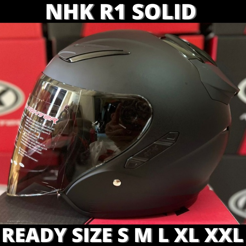 Jual NHK R1 SOLID - BLACK DOFF - SINGLE VISOR | Shopee Indonesia