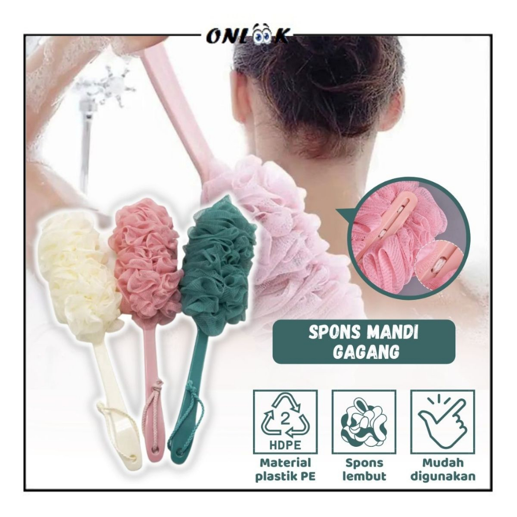 Jual Spons Mandi Jaring Gagang Panjang / Shower Puff With Long Handle ...