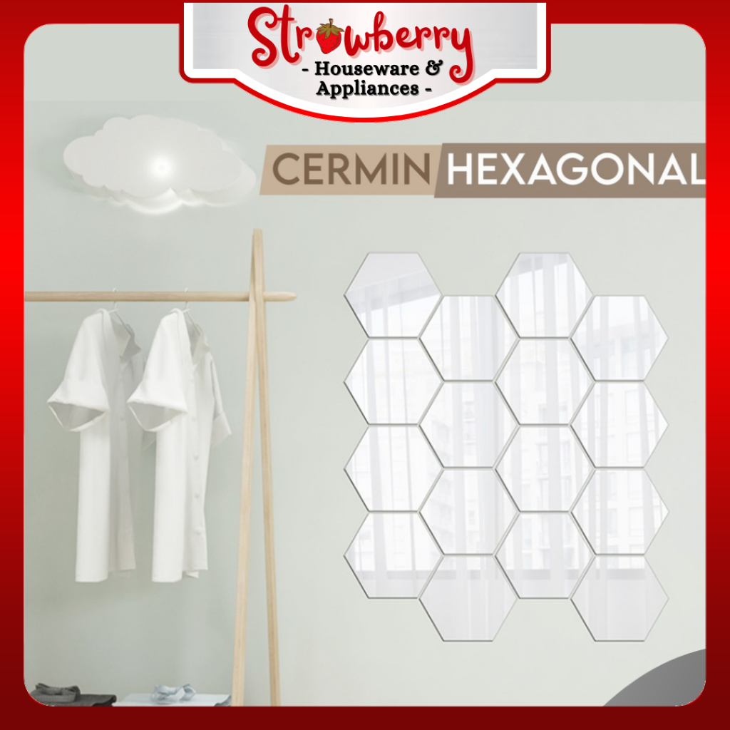 Jual sticker cermin 6 sisi heksagon 1 PCS / cermin heksagon / sticker ...
