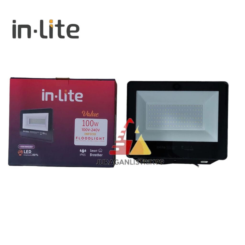 Jual LAMPU SOROT FLOODLIGHT LED INLITE VALUE 100W 100 WATT INF030 ...