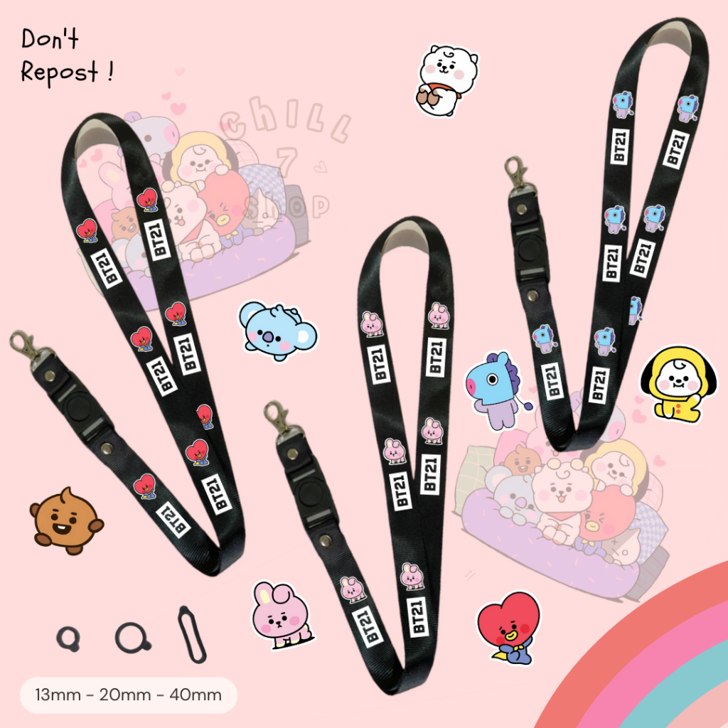 Jual Lanyard KPOP BTS BT21 Cooky RJ Koya Chimmy ID Card Custom Kartun Tali Gantungan Pods Name ...