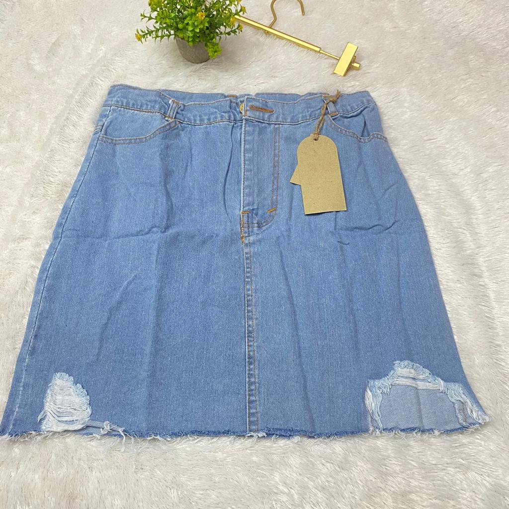 Jual Ripped jeans mini skirt/Rok jeans pendek wanita terbaru kekinian ...
