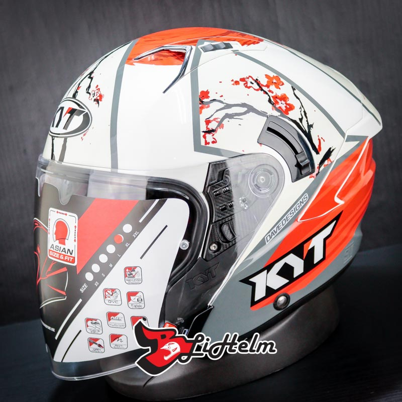 Jual HELM KYT NFJ XAVI SAKURA | WHITE RED | HALF FACE - DOUBLE VISOR ...