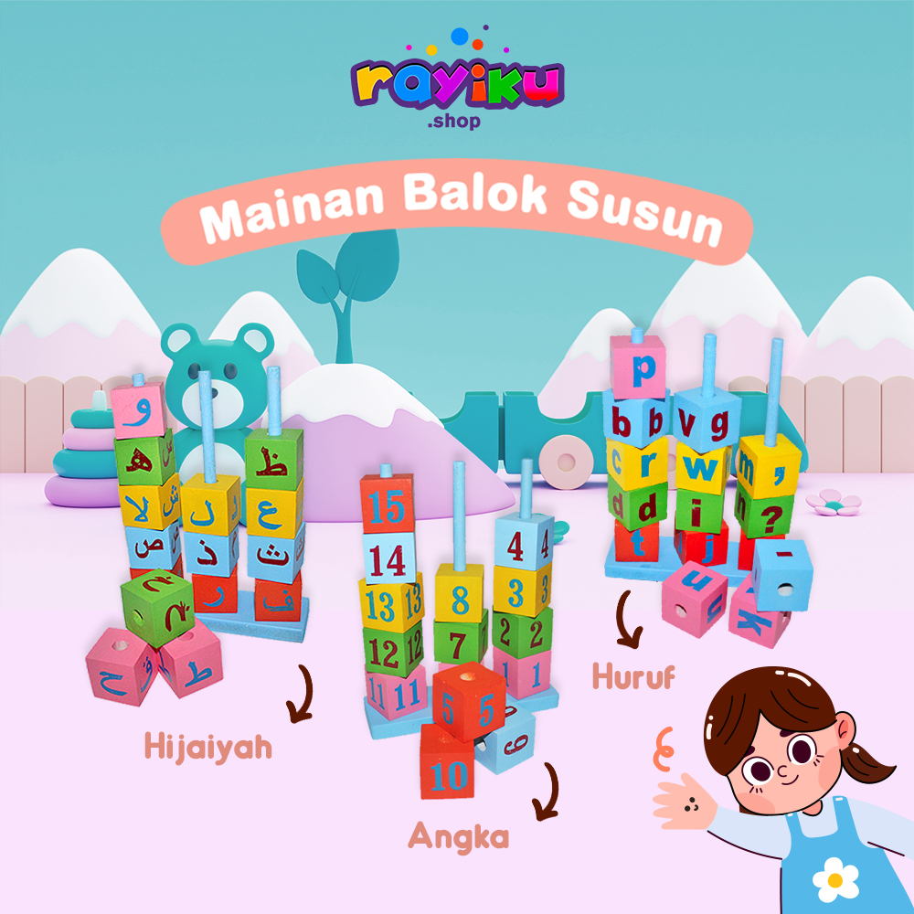 Jual Menara Susun Huruf Angka Hijaiyah - Mainan Edukasi Edukatif Anak ...