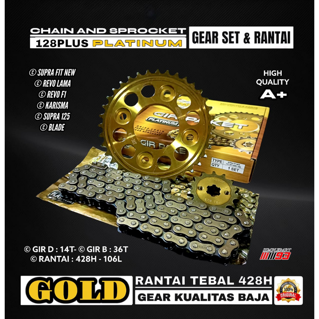 Jual GEAR GIR RANTAI SET PAKET [ 128PLUS PLATINUM ] HONDA - SUPRA FIT ...