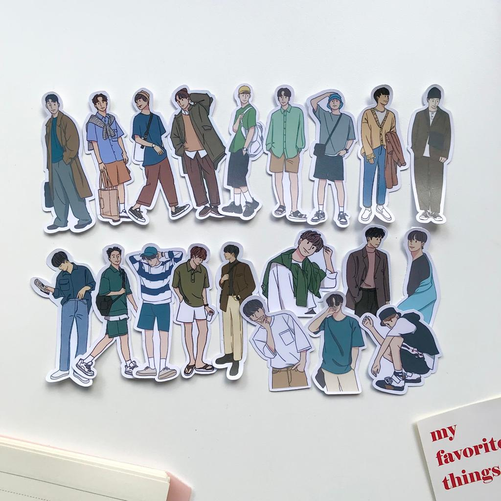 Jual 20pcs ootd korean boys/ stiker ootd pria/ stiker kpop outfit ...