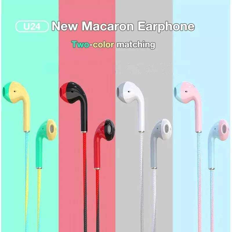 Jual Earphone Mp3 Headset Music U24 Macaron Dua Warna Two Tone Color ...