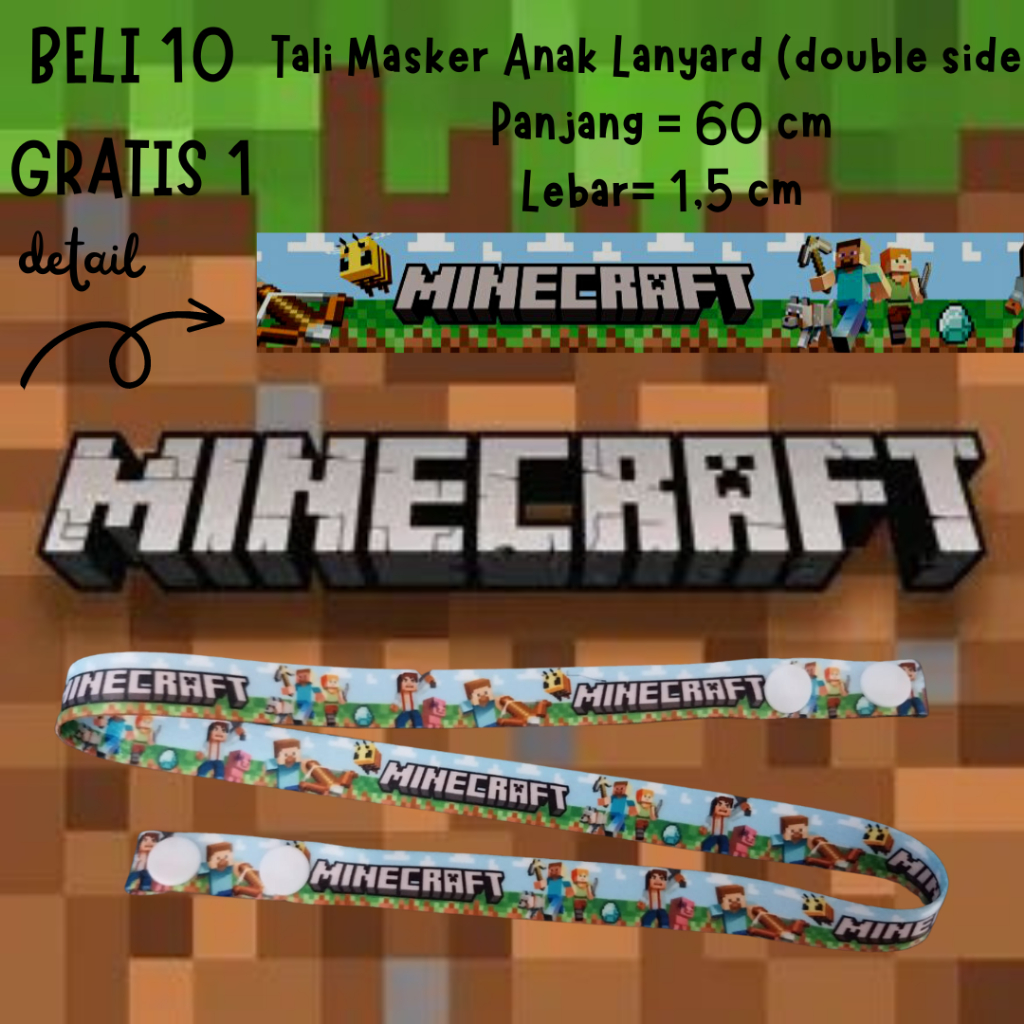 Jual Tali Masker Anak Karakter Minecraft B | Shopee Indonesia