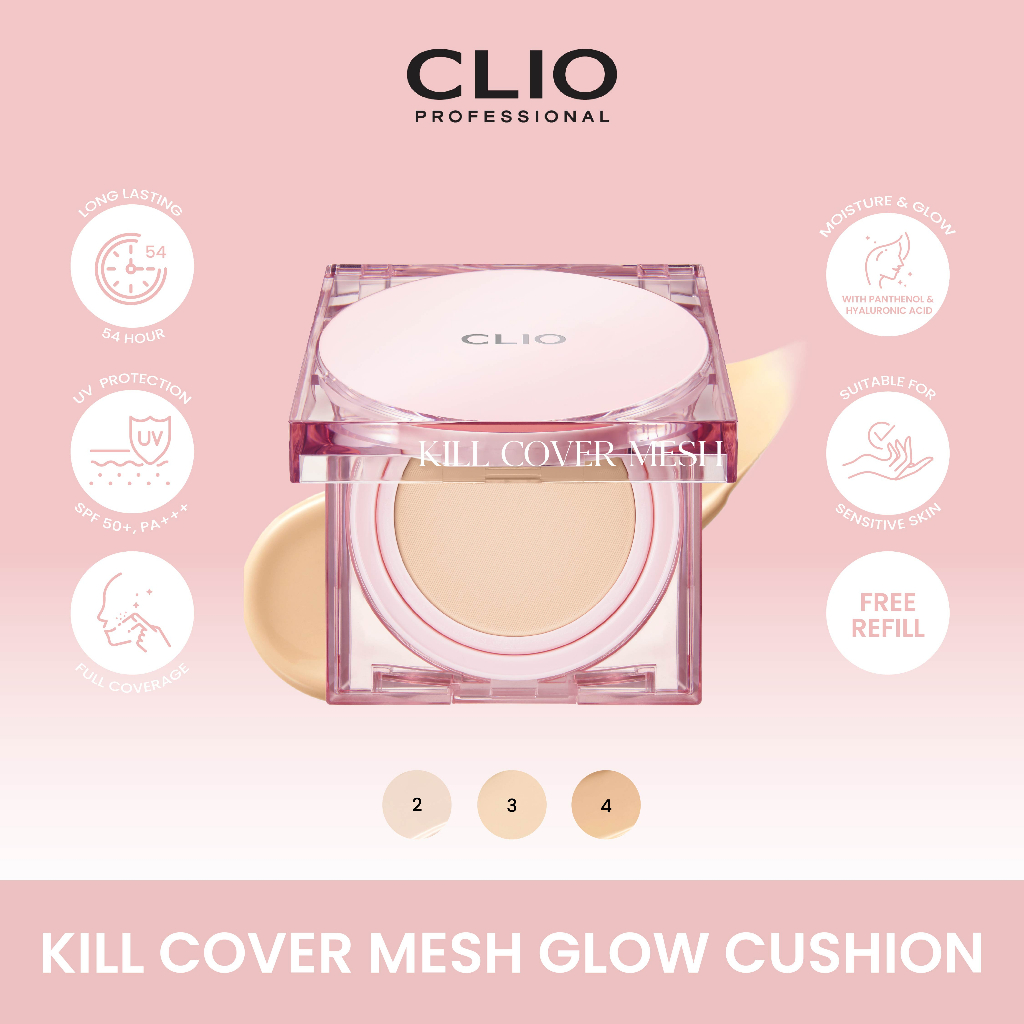 Jual CLIO Kill Cover Mesh Glow Cushion SPF 50+, PA++++ (FREE REFILL ...