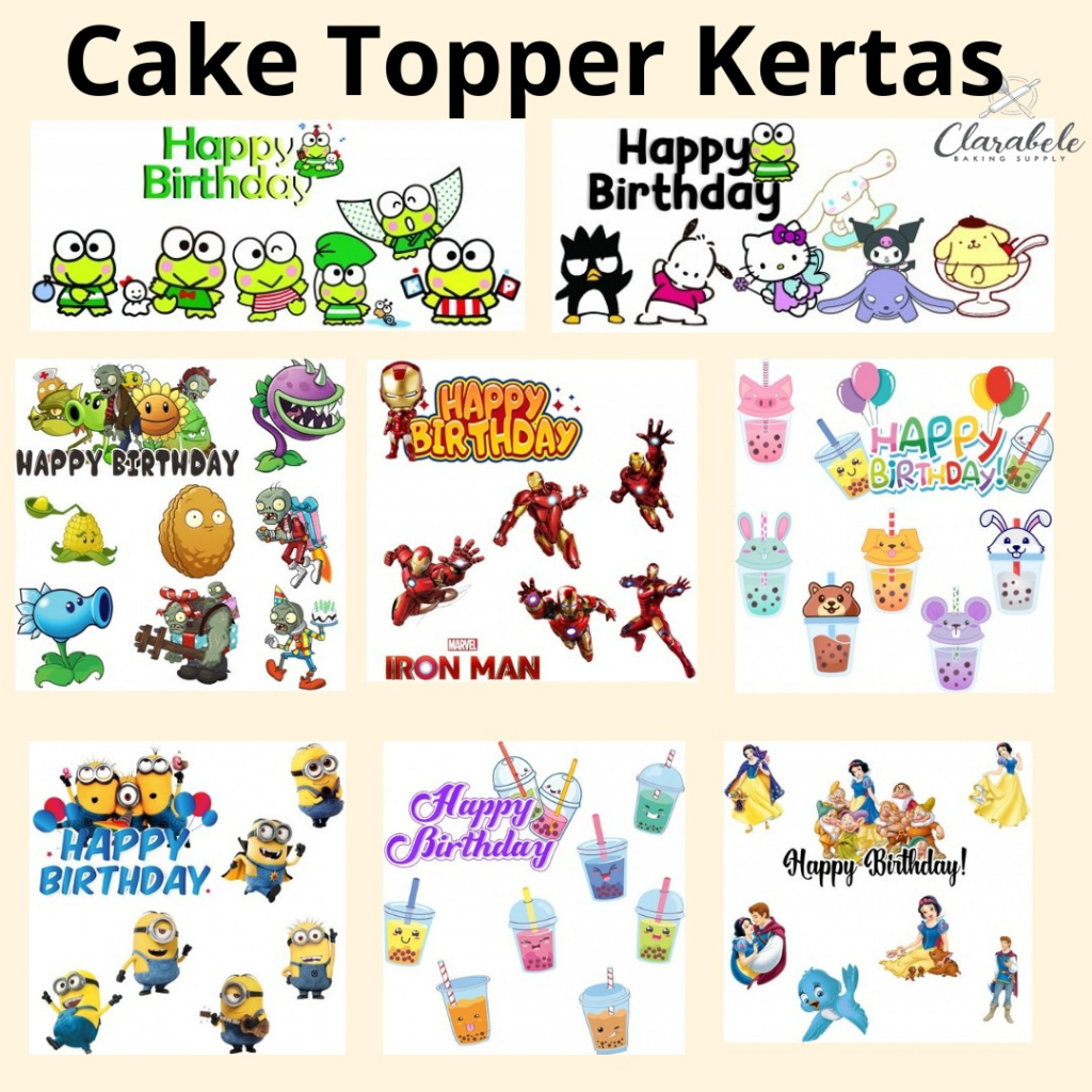 Jual Cake Topper Kertas/Cake Topper Kertas Cake/Cake Topper Kertas ...