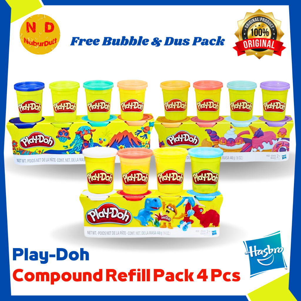 Jual Play-Doh Set Isi 4 Pcs Warna Refill Pack Lilin Warna Big Size Can ...