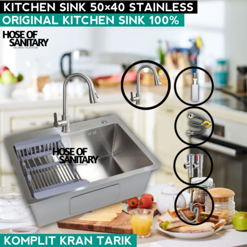 Jual Paket Kitchen sink 5040 Stainless sus 304 by ONAN / Bak cuci ...