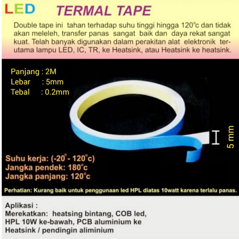 Jual Thermal Tape Double Tape Pasta Heatsink Komponen 2 Meter | Shopee ...