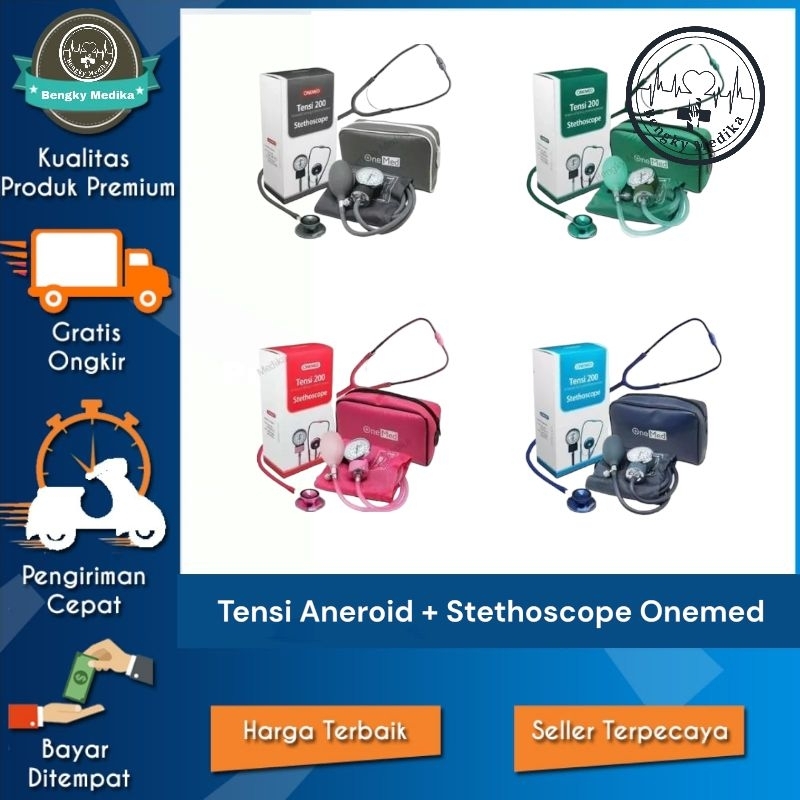 Jual Tensimeter Aneroid 200 + Stetoskop Tensi Onemed | Shopee Indonesia