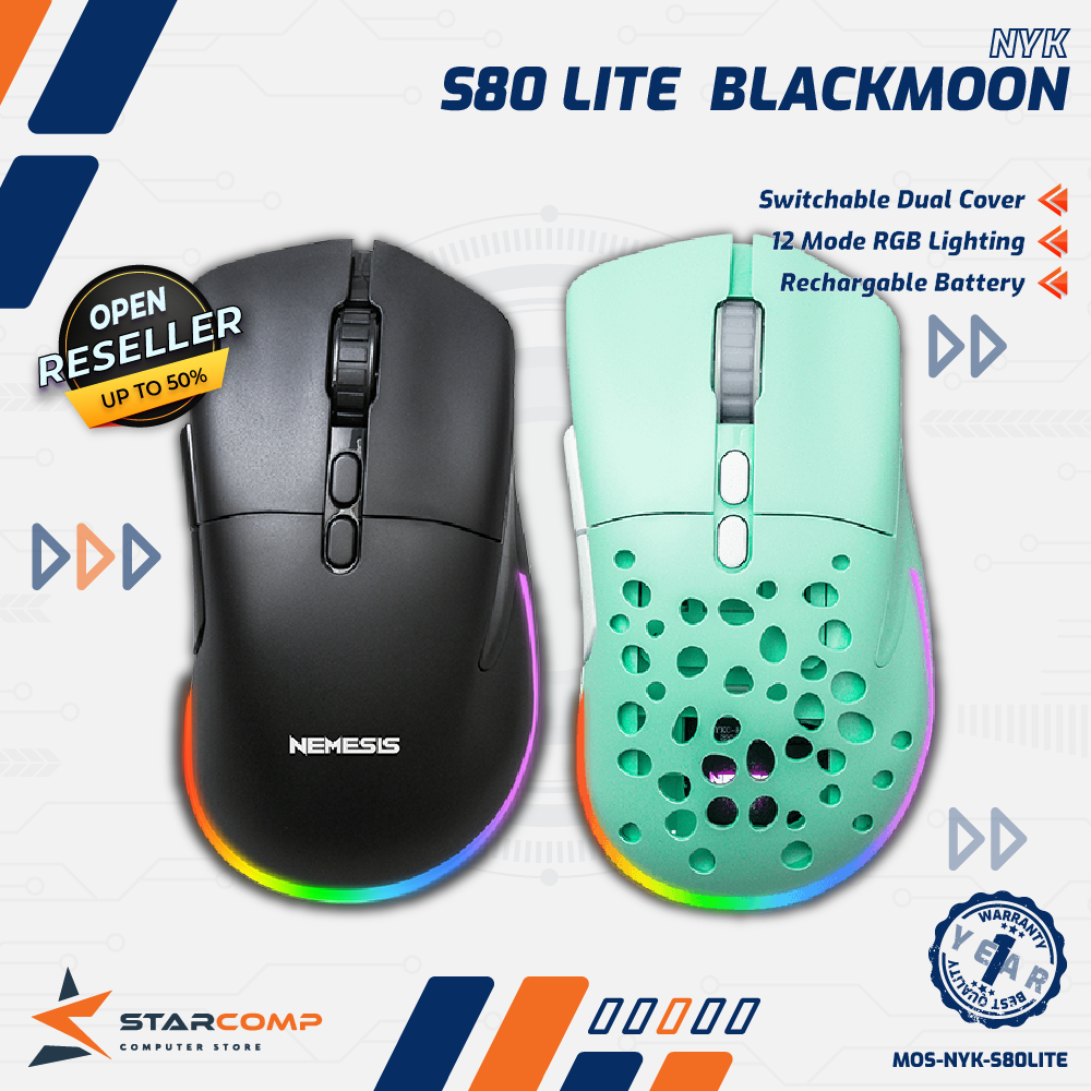 Jual NYK Nemesis S80 Lite Blackmoon Wireless Gaming Mouse | Shopee ...