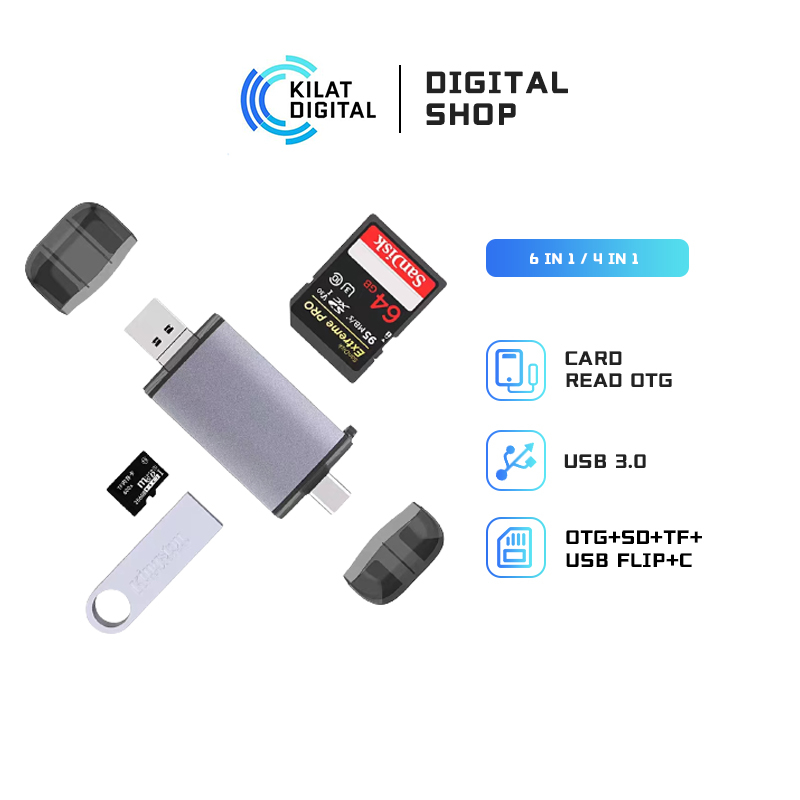 Jual OTG Adapter Card Reader 6 in 1 USB 3.0 Type C / Micro USB / SD ...