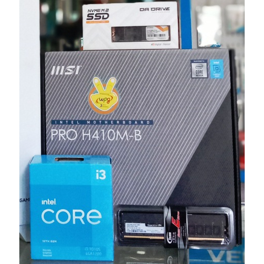 Jual Paket Intel GEN10 Core i3 10105 + MB MSI H410M HD Graphic RAM 8GB ...