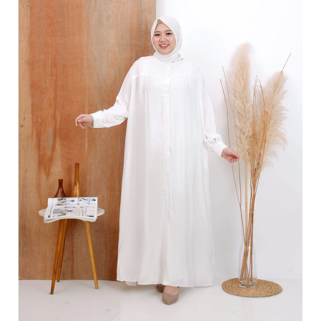 Jual Gamis Putih Jumbo Ld 130 Cm Dan Ld 145 Cm Model Polos Kekinian ...