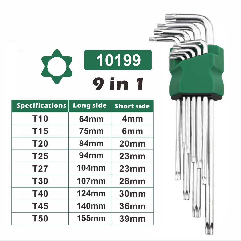 Jual Allefix Kunci L Bintang Set 9 pcs Ext Premium Kunci L Kombinasi ...