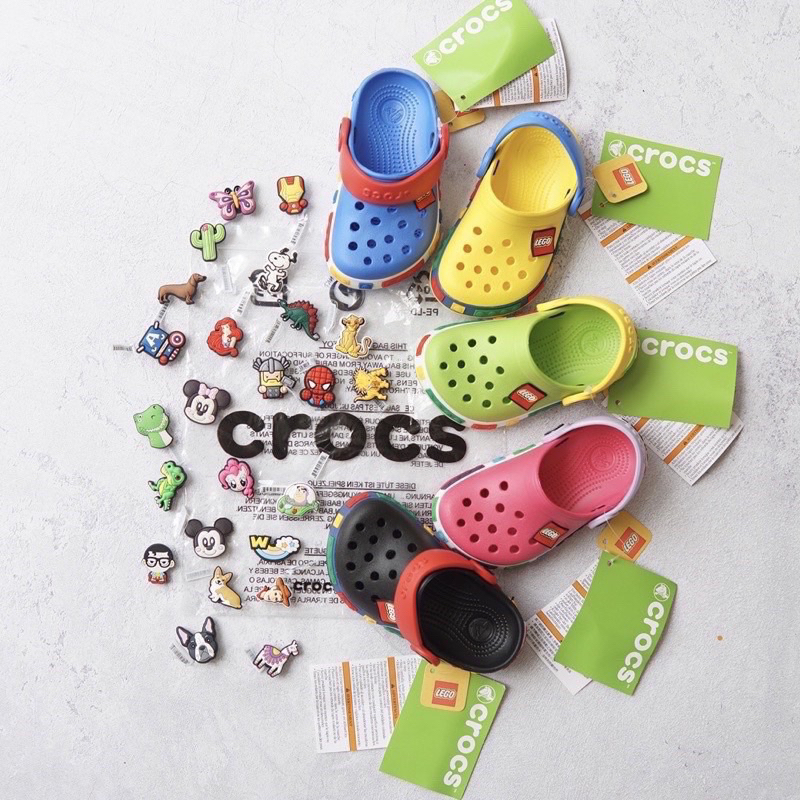 Jual Crocs Lego Sendal Anak | kids size 23-36 | black blue pink yellow ...