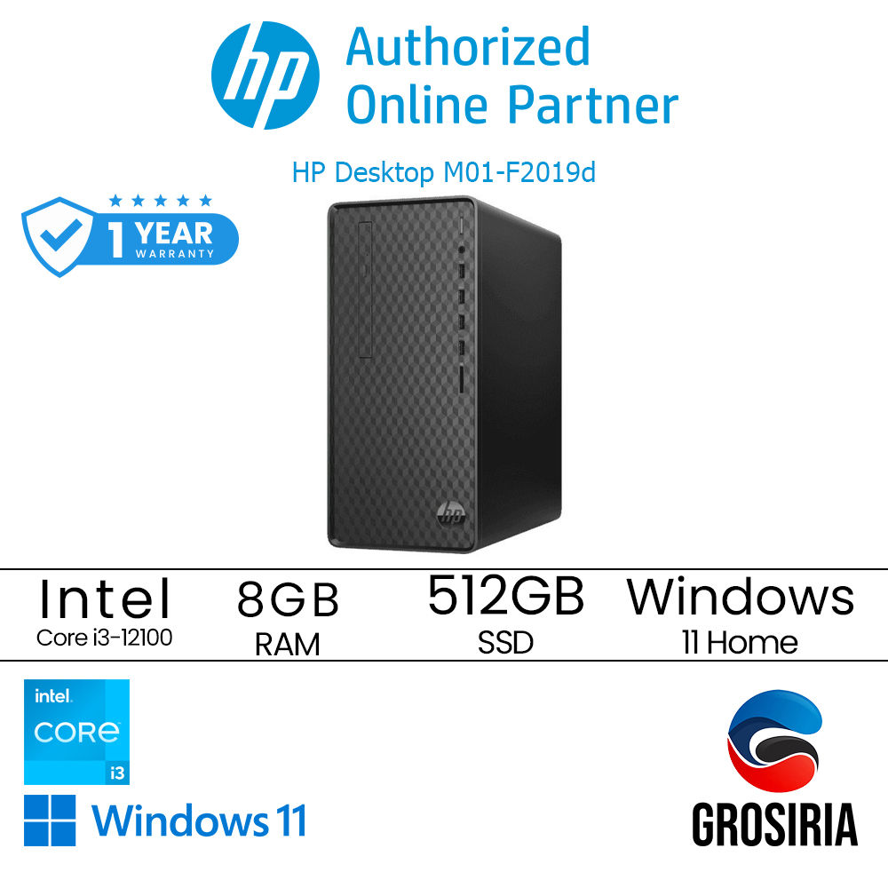 Jual HP PC Desktop M01 F2019D Intel Core i3 12100 8GB 512GB SSD Monitor 22" V22ve G5 FHD Windows ...