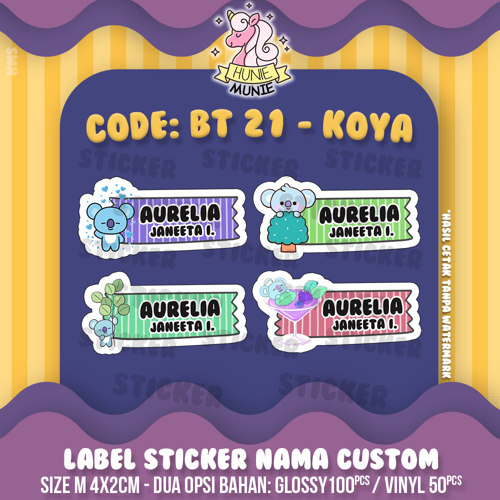 Jual Sticker Label Nama Custom - BT21 BTS BT 21 Tiny Tan TinyTAN (100 ...