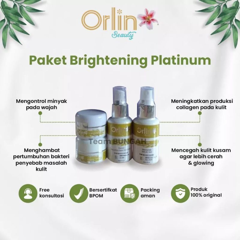 Jual orlin beauty skincare paket brightening platinum orlin paket ...