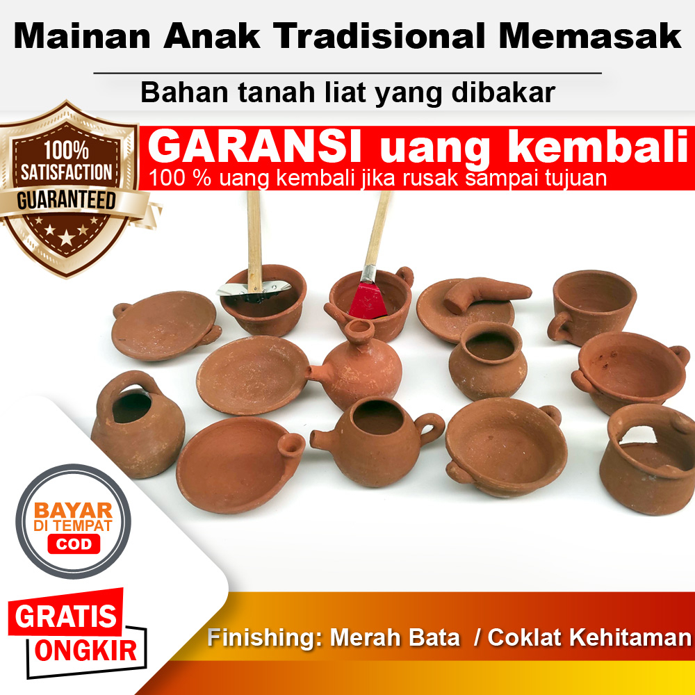 Jual Mainan Tradisional Anak Gerabah Masakan Pasaran Tanah Liat - 1 Set ...