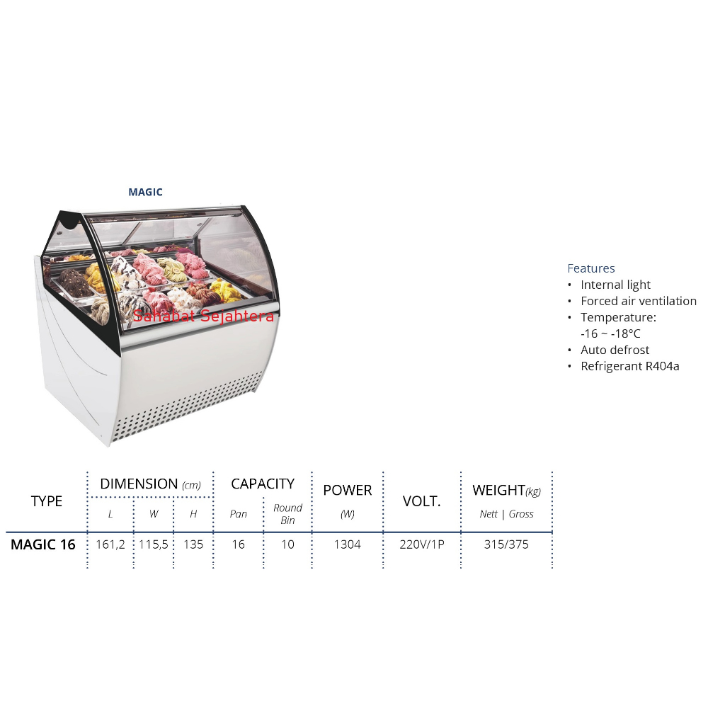Jual GEA Gelato Showcase (Fan Cooling) MAGIC 18 Hole Freezer Eskrim ...