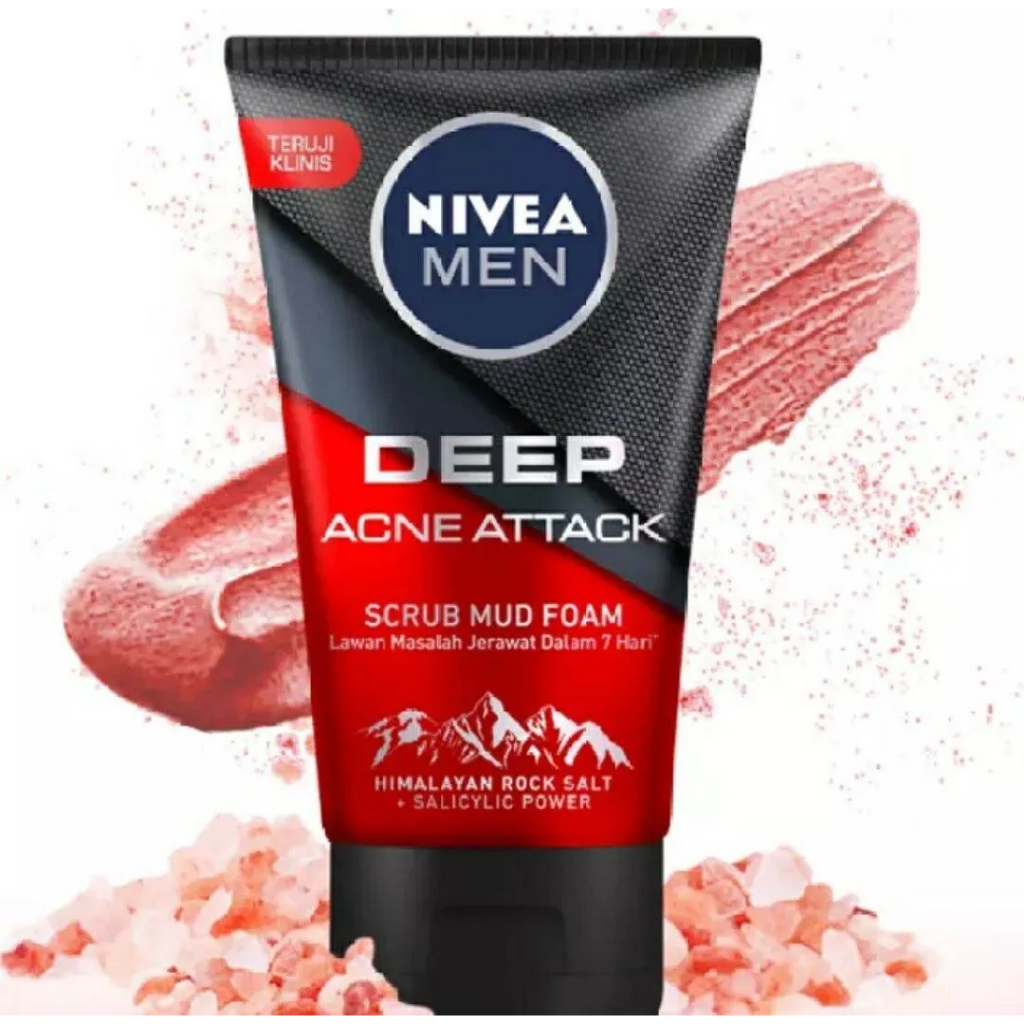 Jual Nivea Deep Acne Attack Scrub Mud Foam 100 ml | Shopee Indonesia