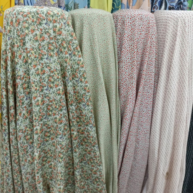 Jual kain katun silky impor / kain katun crinckle motif / kain katun ...