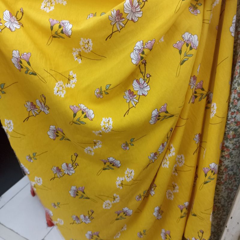 Jual kain katun silky impor / kain katun crinckle motif / kain katun ...