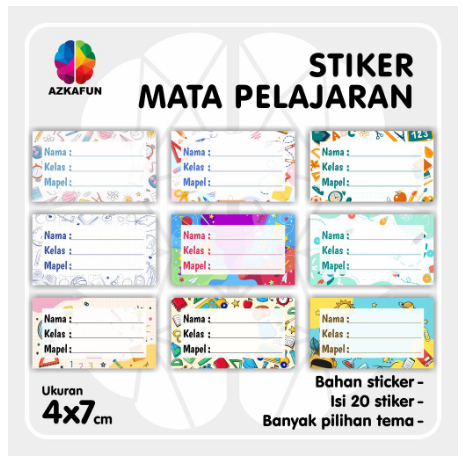 Jual Isi 20 Stiker Mapel - Label Buku Pelajaran Sekolah - Stiker mata ...