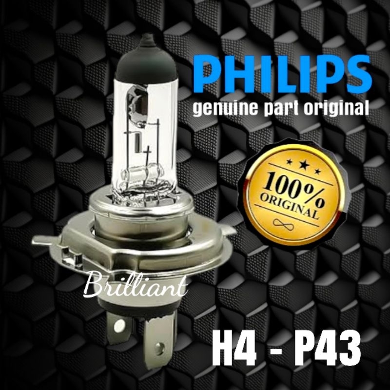 Jual Lampu Mobil Bohlam Halogen H4 P43 - PHILIPS Original - 12v dan 24v ...