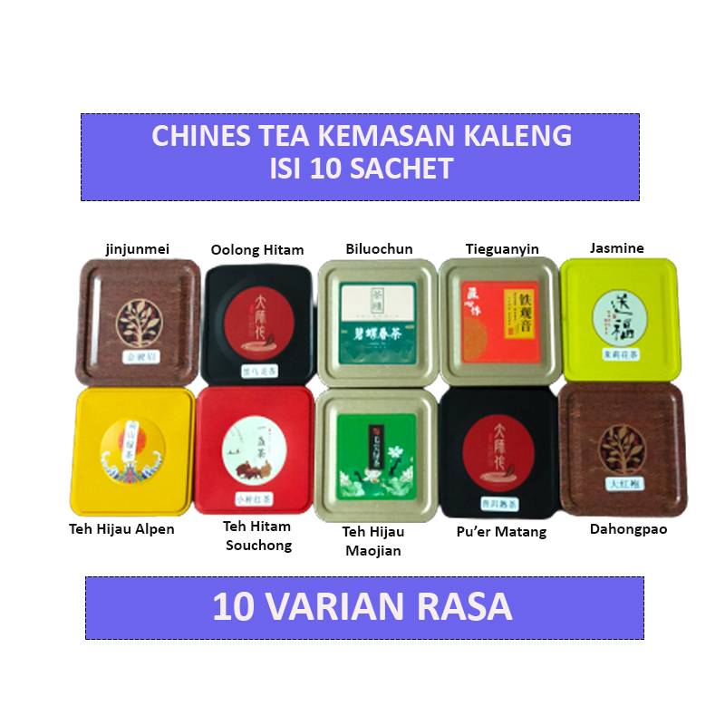 Jual CHINES TEA BOX TEH CINA KEMASAN KALENG ISI 10 SACHET | Shopee ...