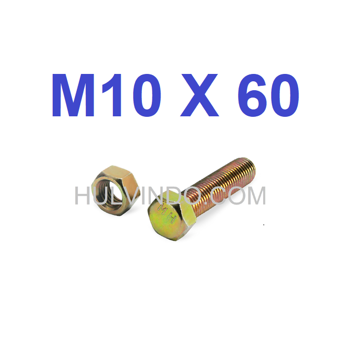 Jual BAUT MUR HEX KUNING KUNCI 14 M10 X 60 | Shopee Indonesia