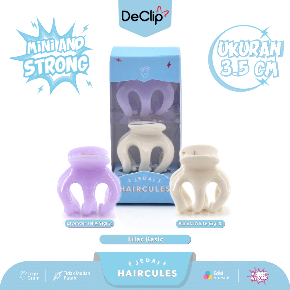 Jual DeClip Jedai Haircules Gigi 3 Ukuran 3,5 cm Warna Lilac Basic (isi 2pcs) | Shopee Indonesia