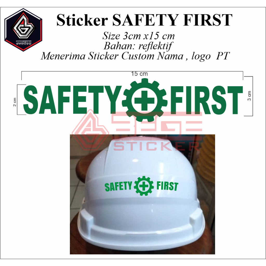 Jual Cutting Sticker Safety first panjang 15cm untuk helm proyek ...