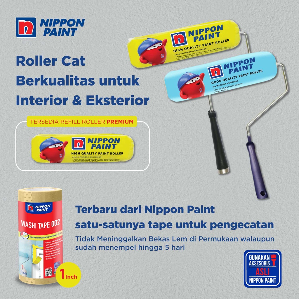 Jual Kuas Rol Cat Tembok Roller Nippon 9 inc / Kuas Cat Roll BIRU Good ...