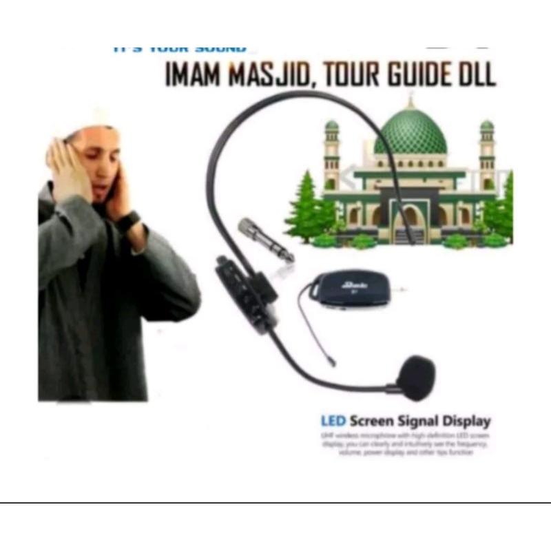 Jual uhf mikrofon wireless microphone mic tour guide presentasi imam ...