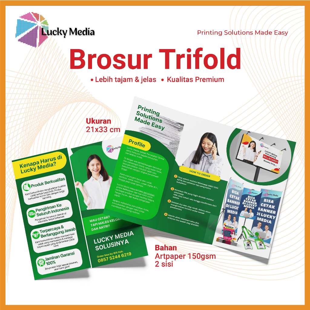 Jual Cetak Brosur Trifold Lipat 3 ukuran A4 100pcs Leaflet Custom Flyer 1 Sisi 2 Sisi Brosur ...