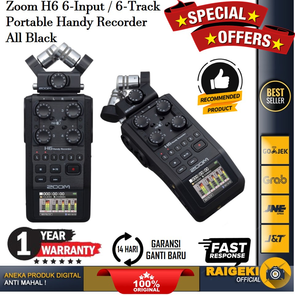 Jual Zoom H6 6-Input / 6-Track Portable Handy Recorder All Black | Shopee Indonesia