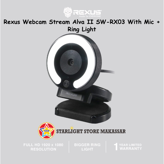 Jual Rexus Webcam Stream Alva II SW-RX03 With Mic + Ring Light | Shopee ...