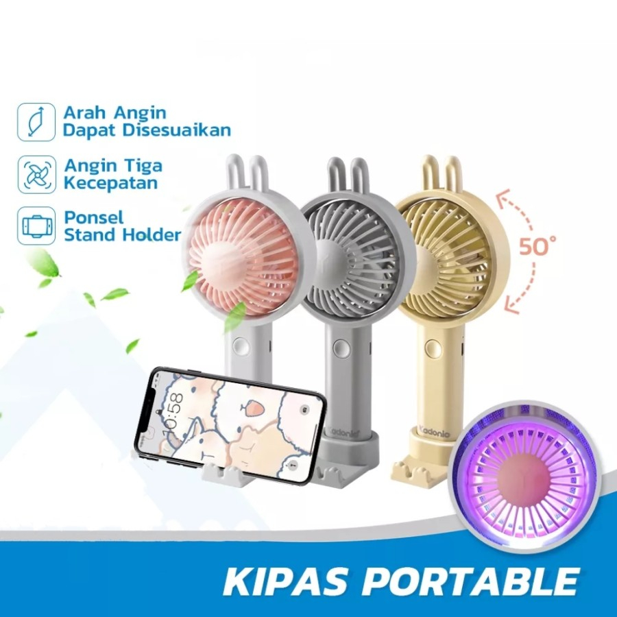 Jual Kipas Angin Mini LED Stand USB Portable Rechargable Desk Fan ...