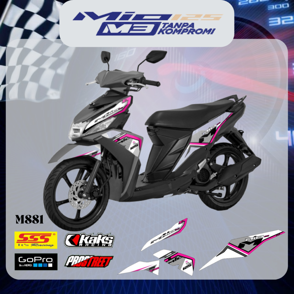 Jual Stiker Striping Lis Motor Yamaha Mio M3 2014 2015 2016 KODE M859 ...